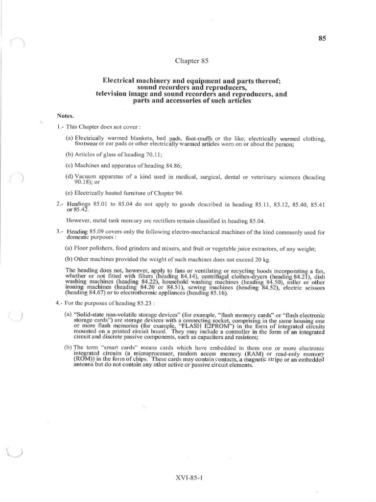 1st WCO General Explanatory Notes 85 | PDF