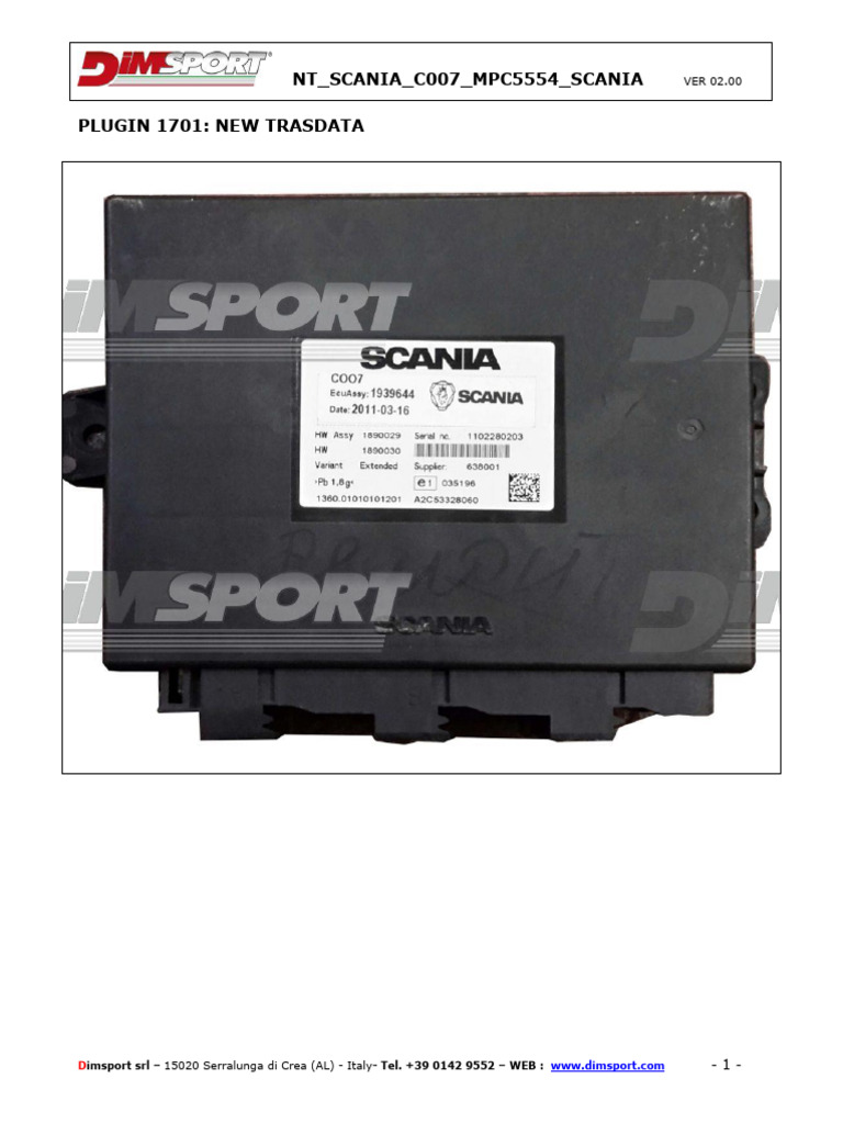 NT Scania C007 MPC5554 Scania 2070 | PDF