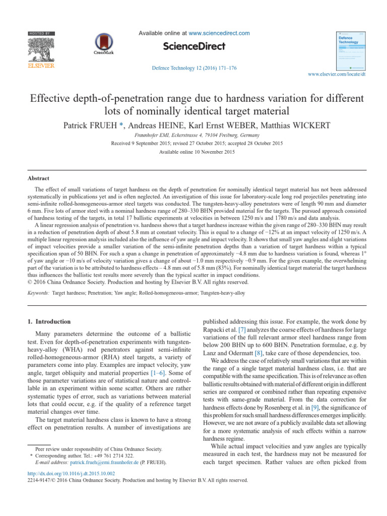 Effective Depth-Of-Penetration Range Due To Hardness Variation For Different Lots of | PDF ...