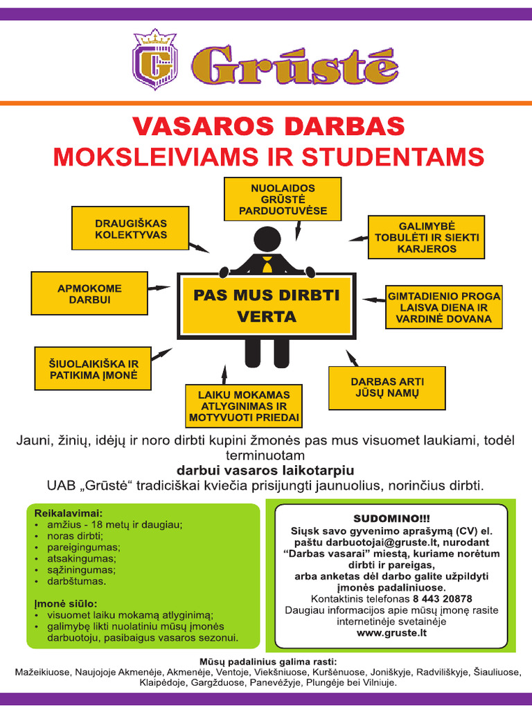 Darbas Vasara GRUSTE | PDF