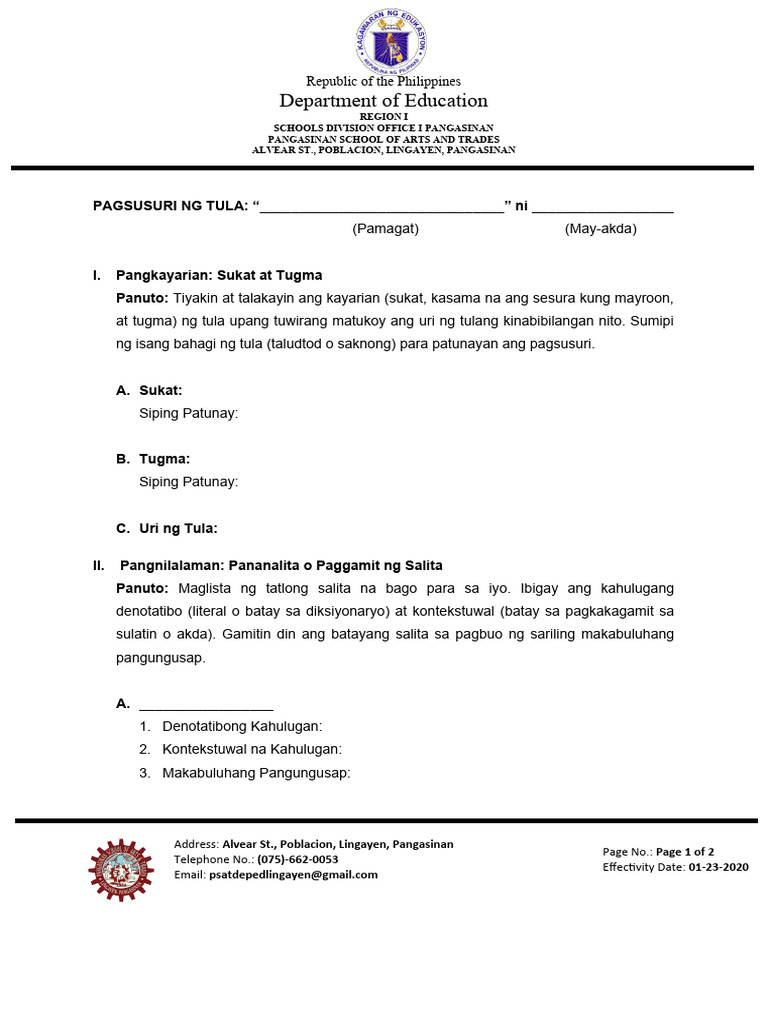 Pagsusuri NG Tula | PDF