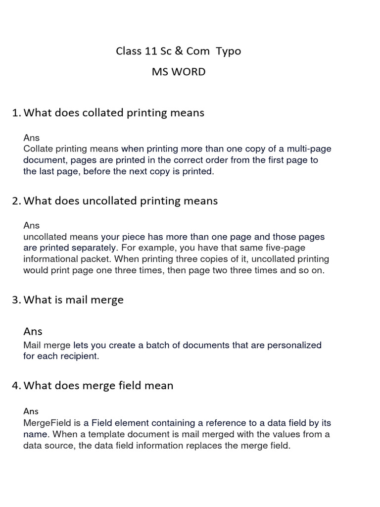 Typo Notes MS WORD For Class 11 | Download Free PDF | Microsoft Word ...