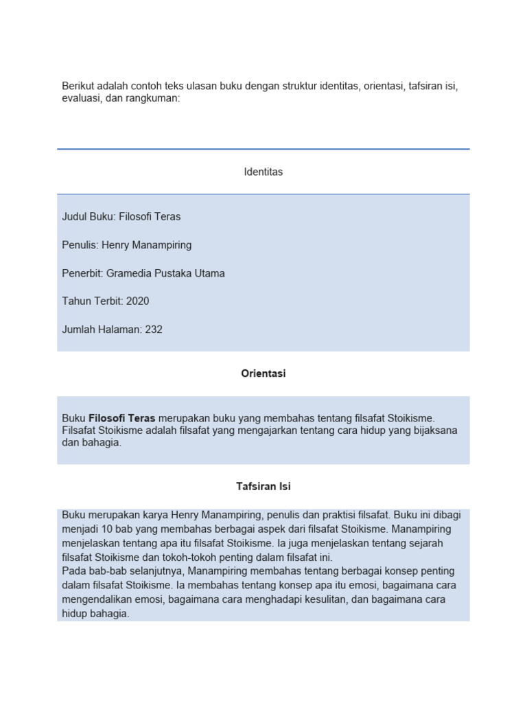 Contoh Ulasan Buku | PDF