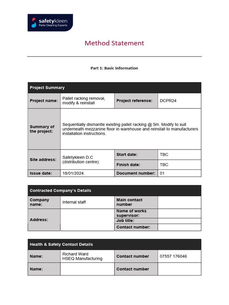Method Statement | Download Free PDF | Anchor | Forklift