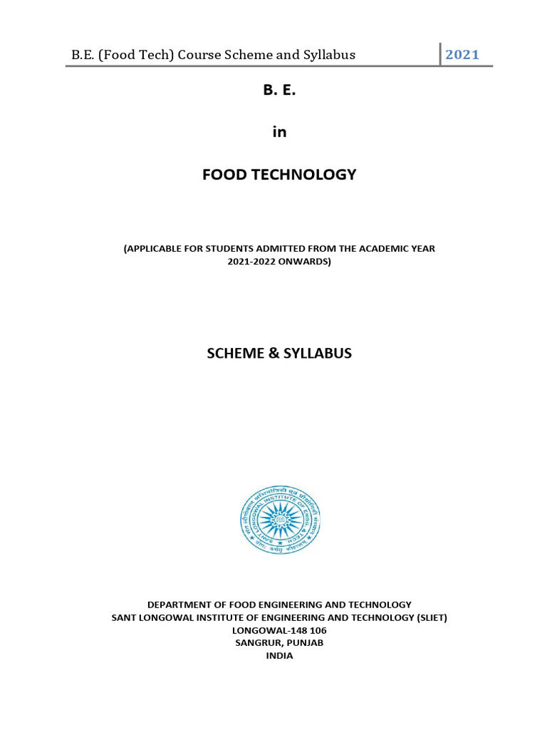 Food Tech Syllabus 2021-2022 | PDF | Heat Transfer | Engineering