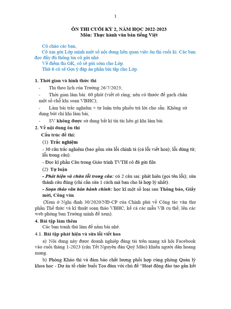 THVBTV - On Thi Cuoi Ky Cau Truc de Thi | PDF