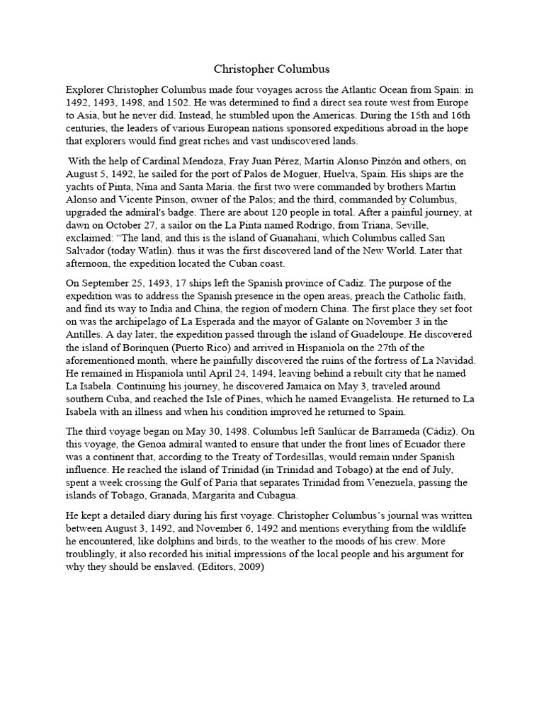 Christopher Columbus | PDF | Voyages Of Christopher Columbus | Christopher Columbus