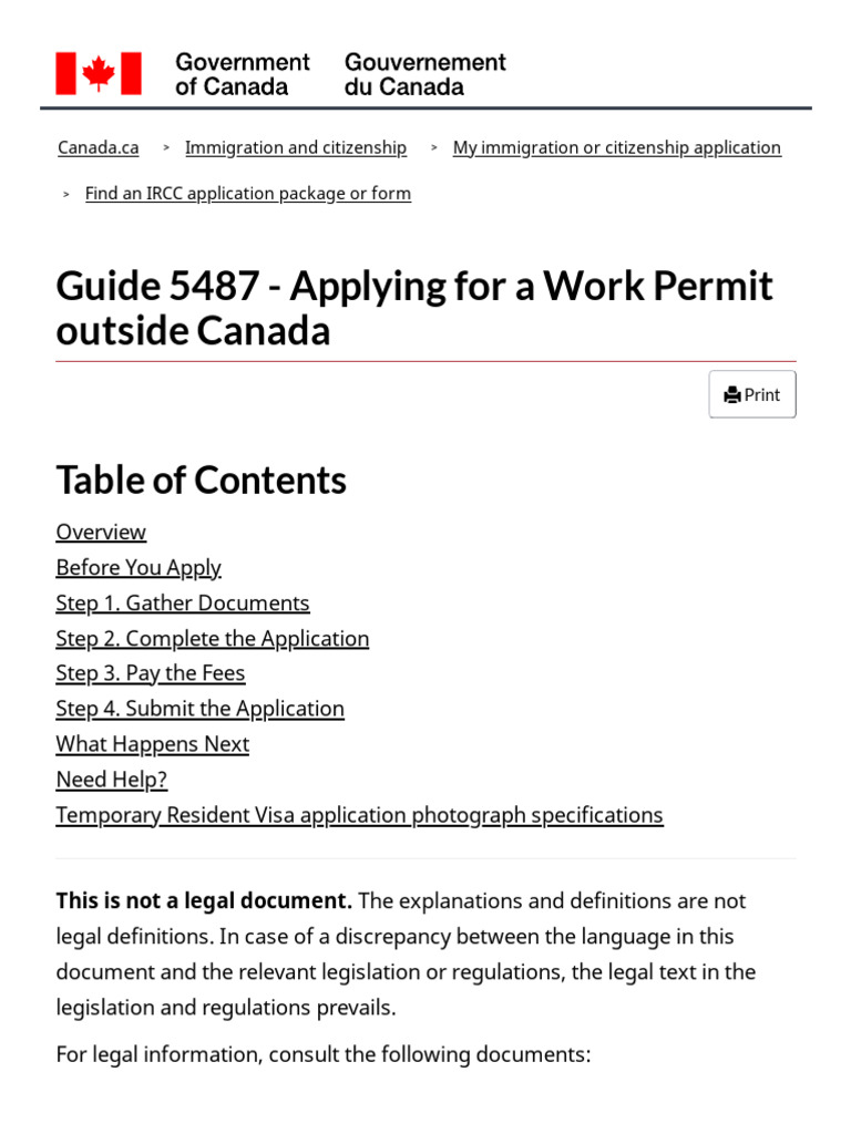 Guide 5487 - Applying For A Work Permit Outside Canada - Canada - Ca ...