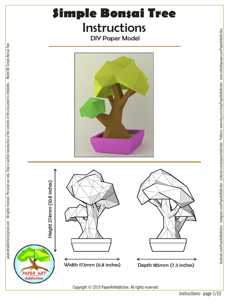 08 - Simple Bonsai Tree - Instructions | PDF | Knife | Printing