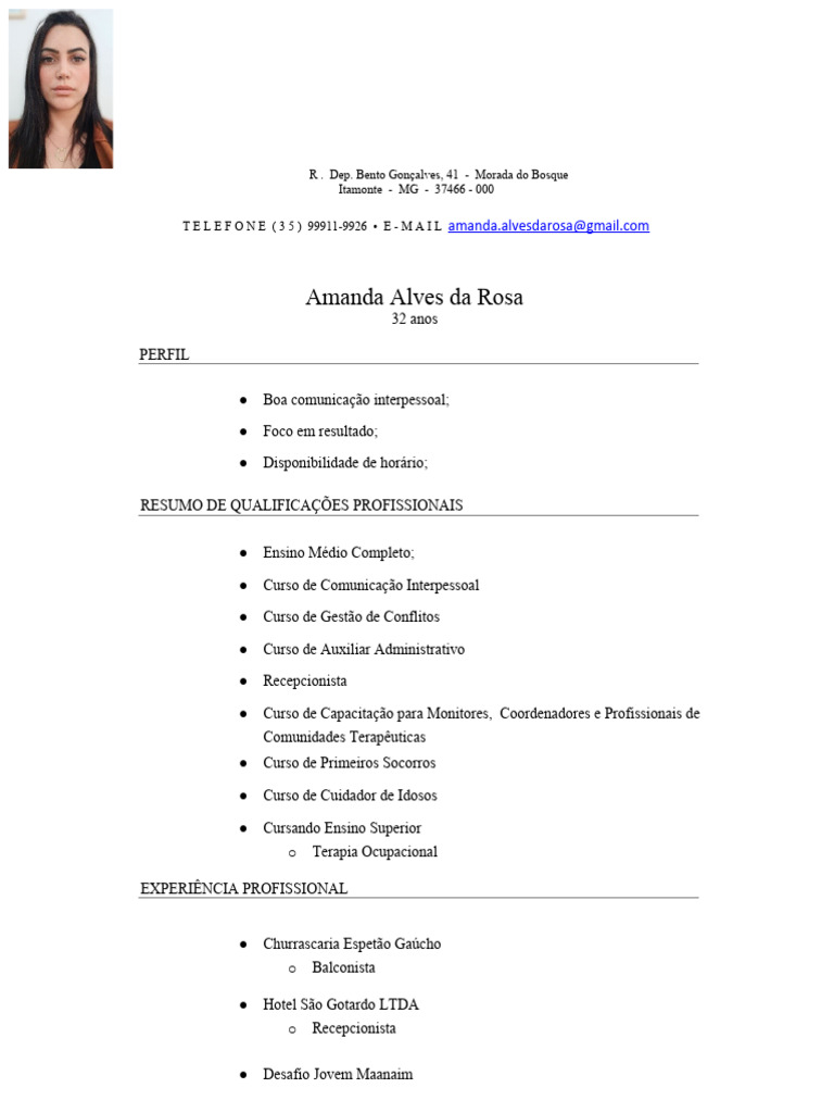 Currículo Amanda Novo | PDF