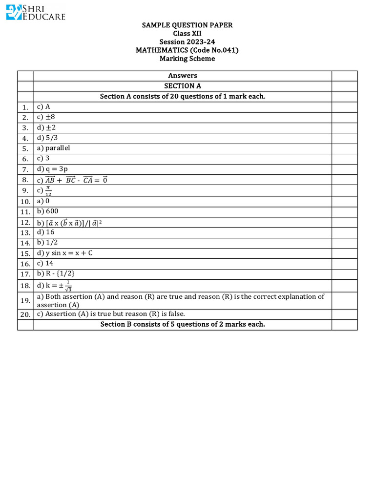 Cbse Grade Xii Math Ms | PDF | Inequality (Mathematics) | Mathematical Analysis