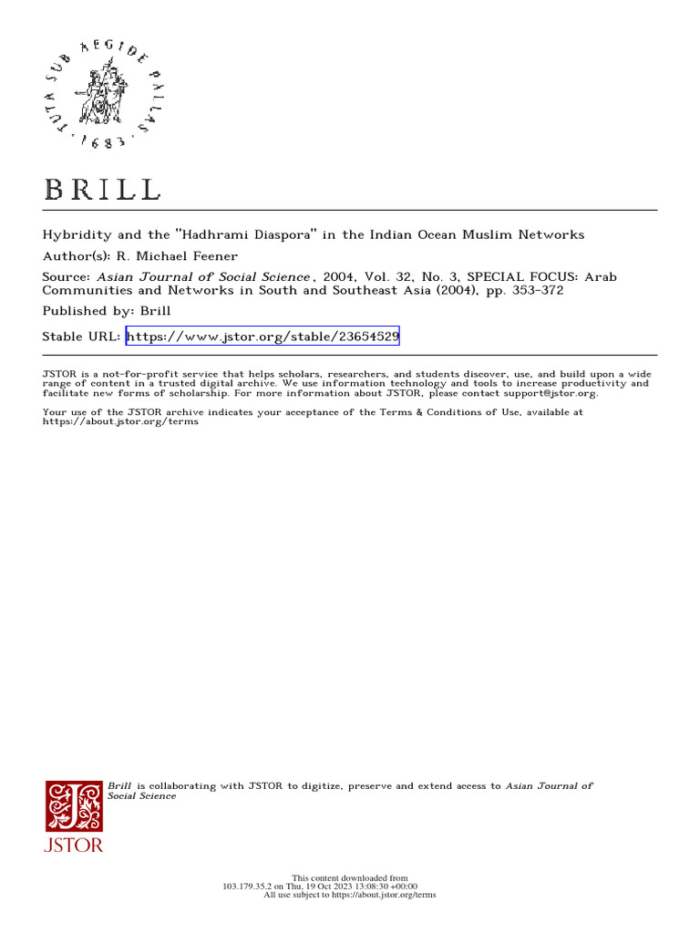 2004 - (Michael Feener) Hybridity and The 'Hadhrami Diaspora' in The ...