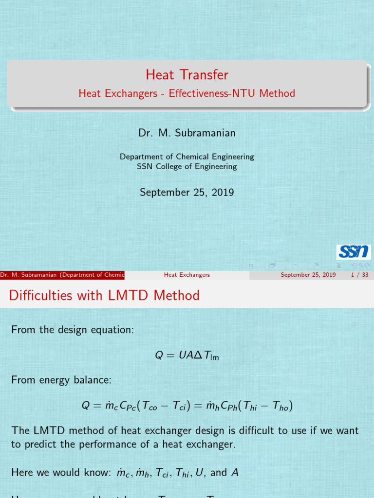 HT Lecture 19 HeatExchangers Effectiveness | PDF | Heat Transfer | Heat