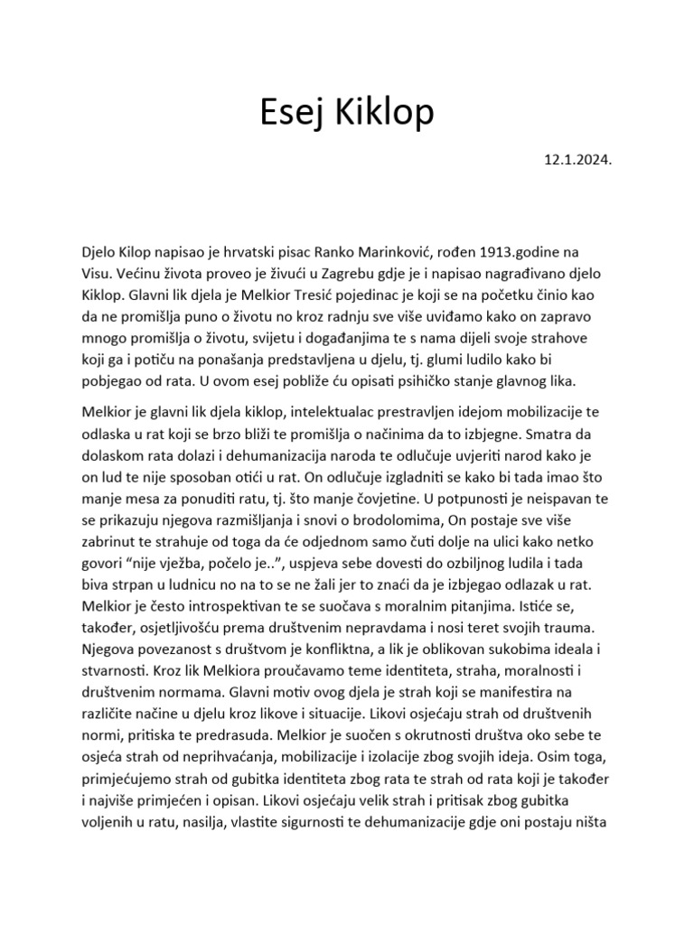 Esej Kiklop | PDF