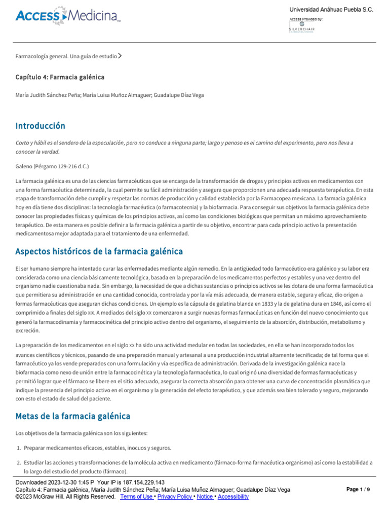 Introducción a la Farmacia Galénica | PDF | Medicamentos con receta ...