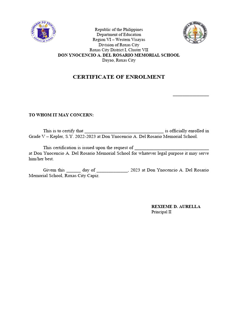 CERTIFICATE OF ENROLMENT 4Ps | PDF