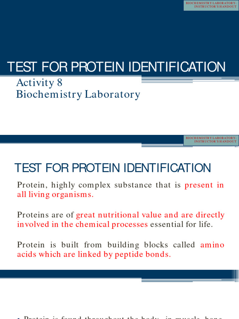 Protein Identification Tests in Biochemistry | PDF | Proteins ...