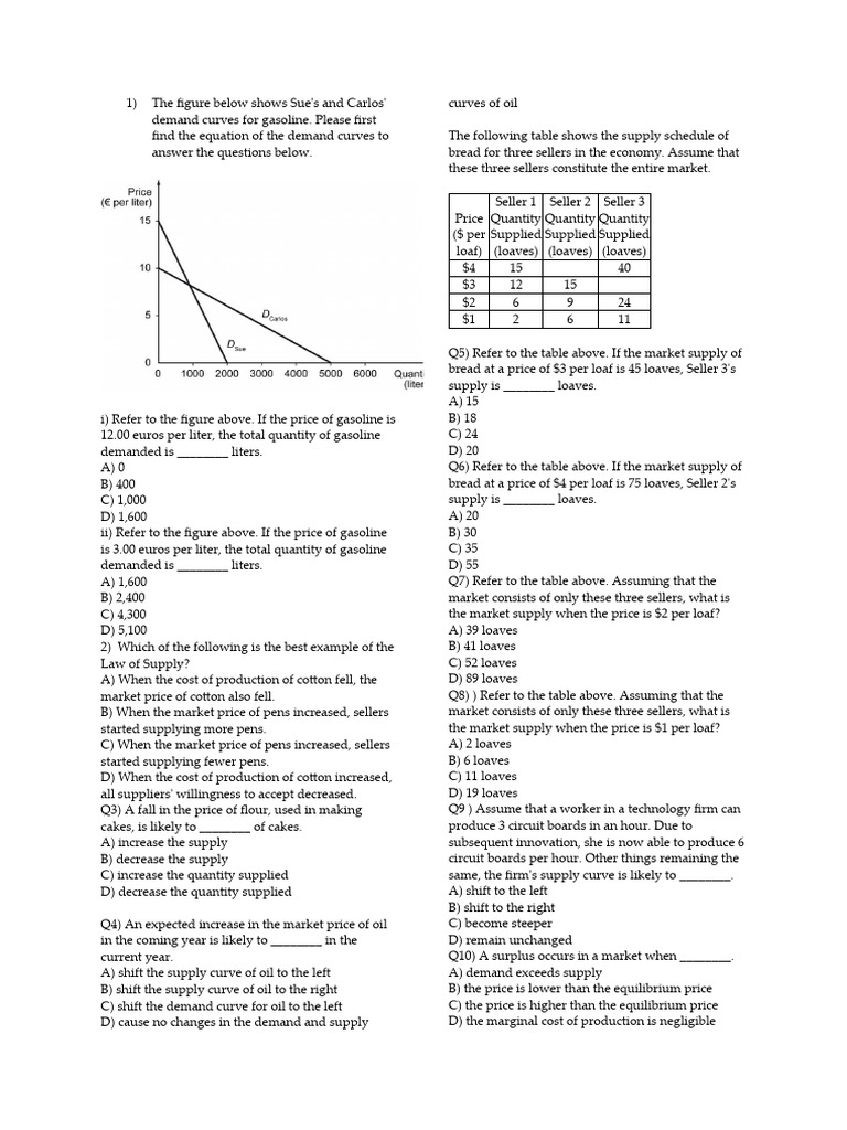 ex4 | PDF | Economic Equilibrium | Supply (Economics)