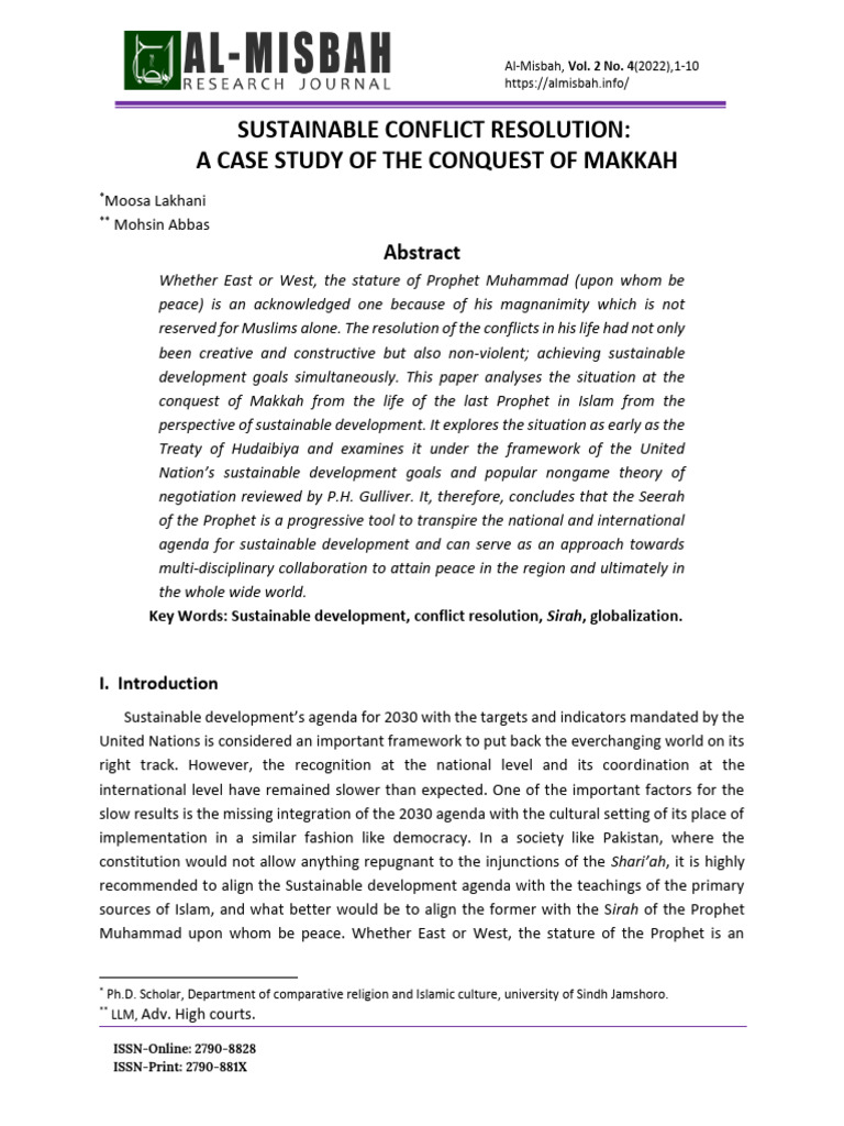 Sustainable Conflict Resolution: A Case Study of The Conquest of Makkah | PDF | Muhammad | Mecca