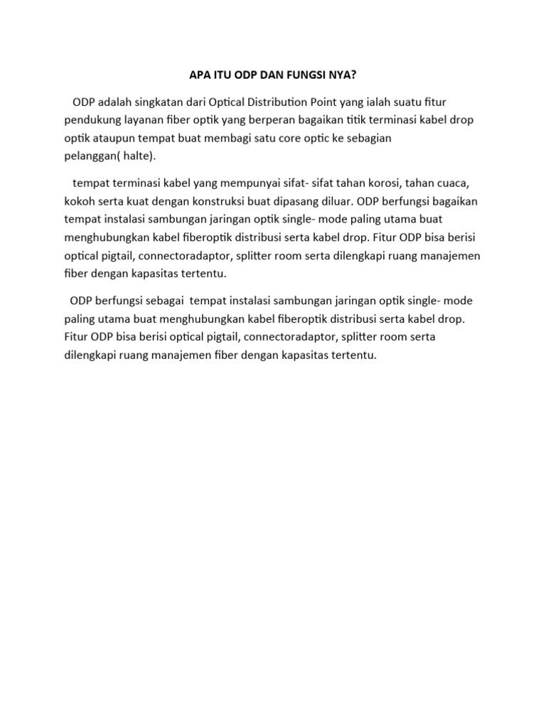 Apa Itu Odp Dan Fungsi Nya | PDF