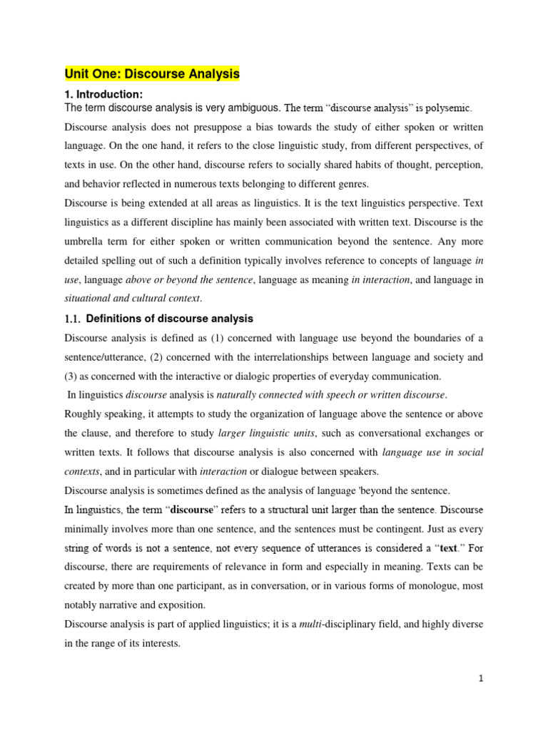 Discourse Analysis | PDF | Linguistics | Communication Discourse Analysis | PDF | Linguistics | Communication