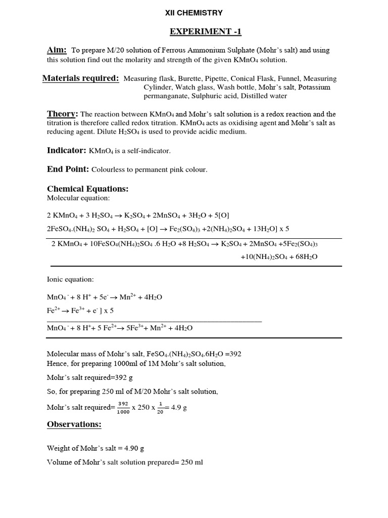 EXPERIMENT 1 - Merged | PDF | Chemistry | Titration