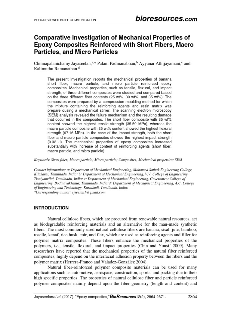 Comparative Investigation of Mechanical Properties of EPOXY Composites ...