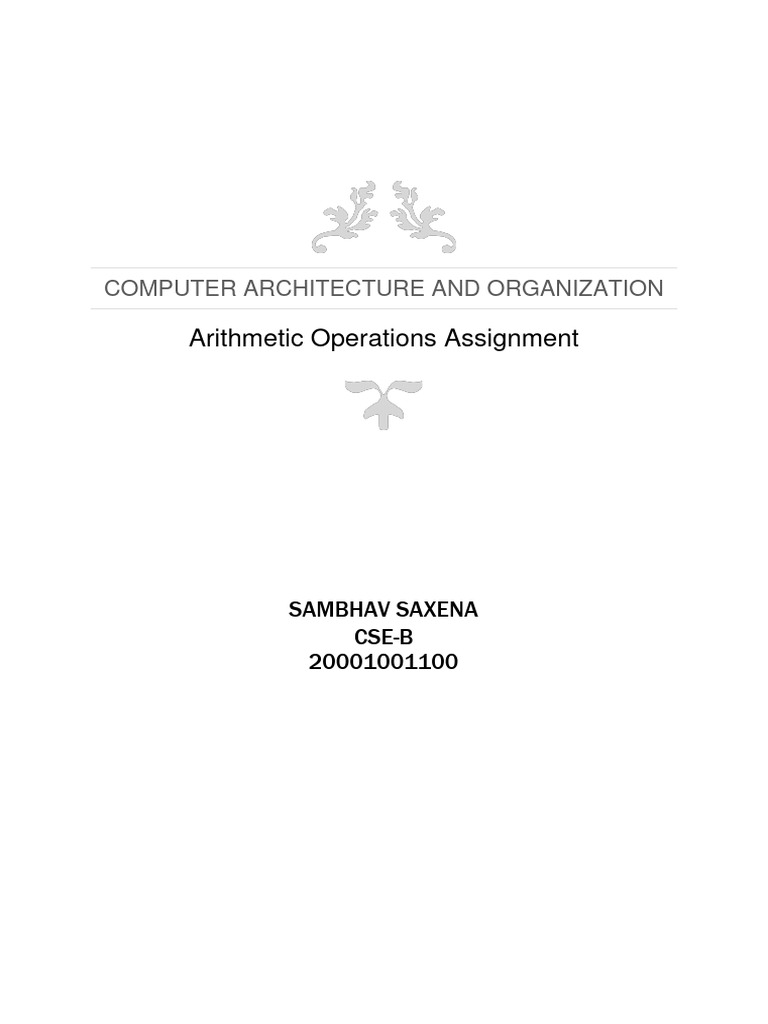 CAO Assignment CSEB 100 | Download Free PDF | Subtraction | Computing