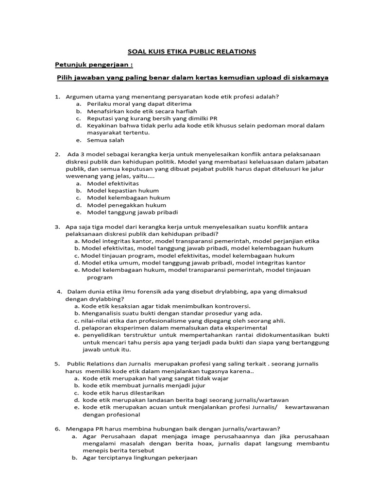 164_20221216070906_soal kuis- etika PR 19.30 | PDF