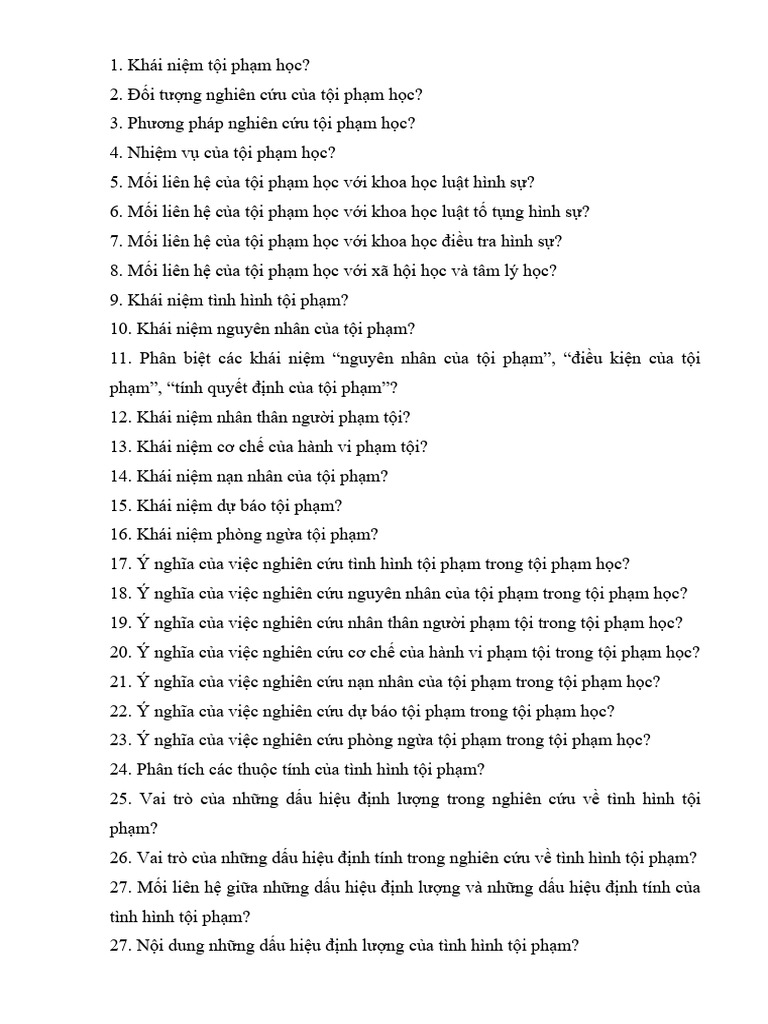 Câu hỏi ôn tập TPH | PDF