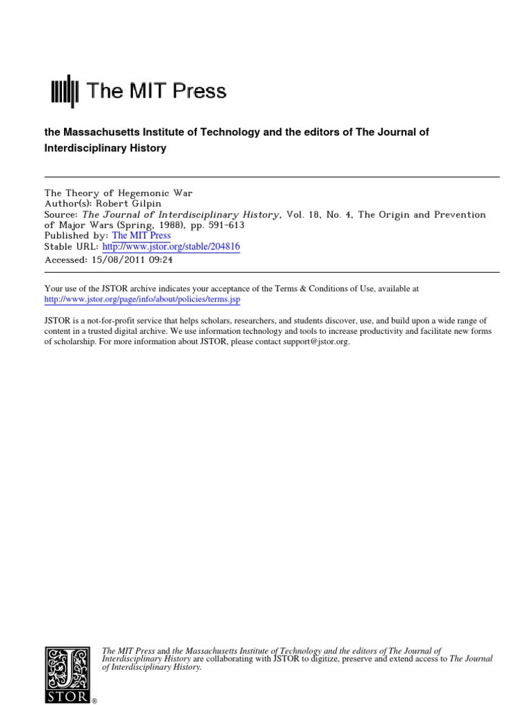 Gilpin Theory of Hegemonic War | PDF | International Relations | Sparta