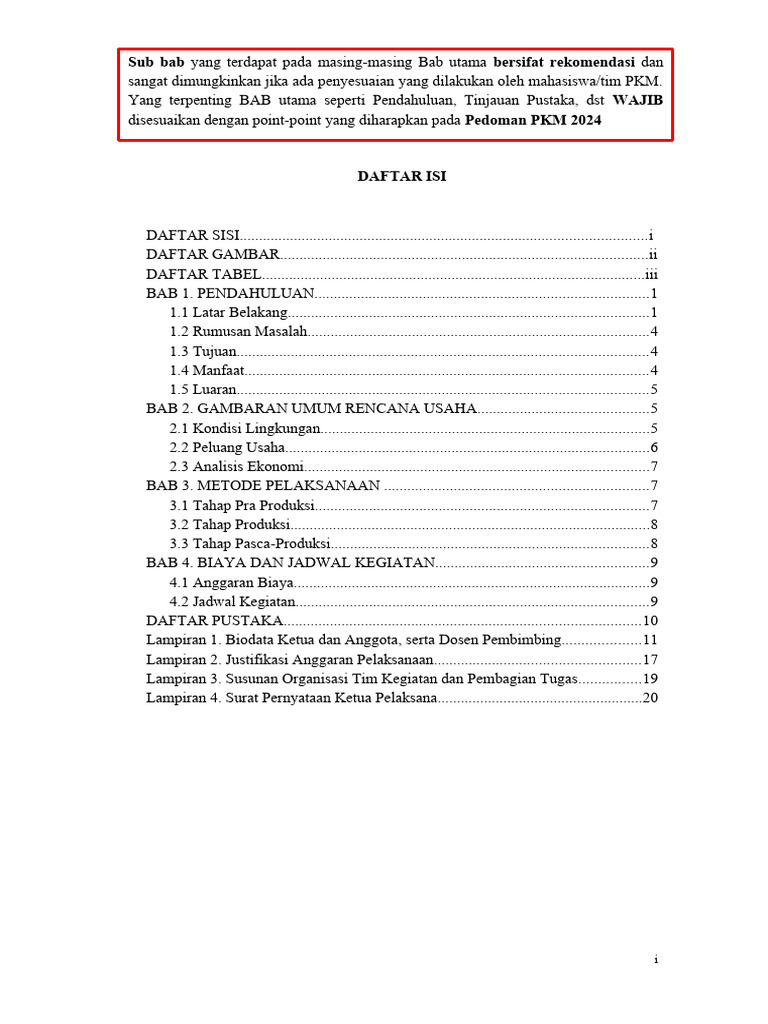 Template Proposal PKM-K 2024 | PDF | Karier & Perkembangan