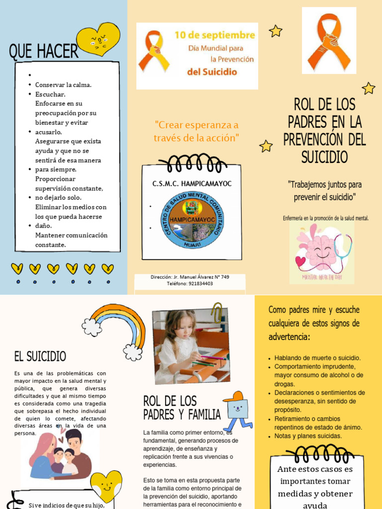 Triptico - Salud Mental Prevencion Del Suicidio | PDF | Suicidio ...