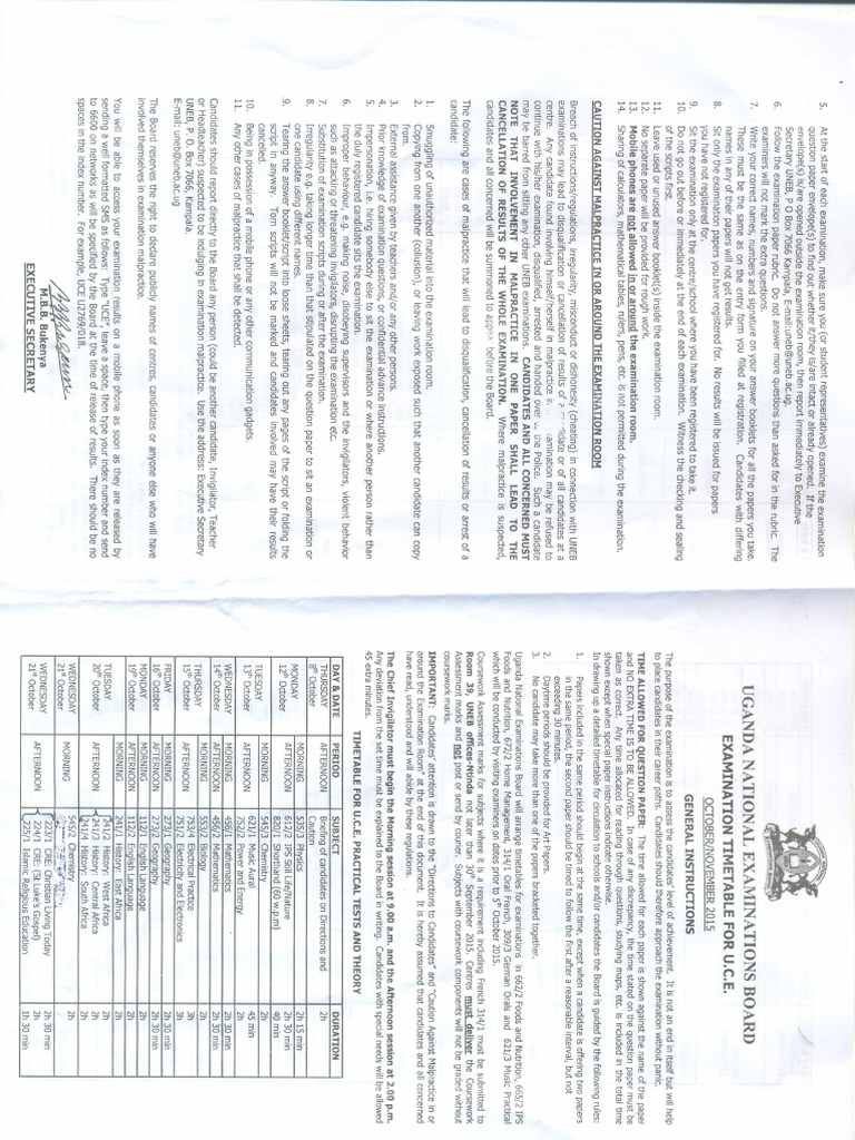 2015 Uce Timetable 0001 | PDF