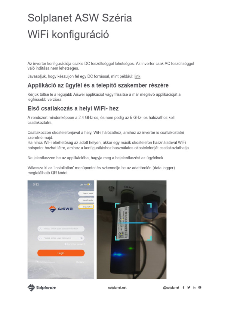 Solplanet ASW SzeriaWiFi Konfiguracio - Wifi Configuration | PDF