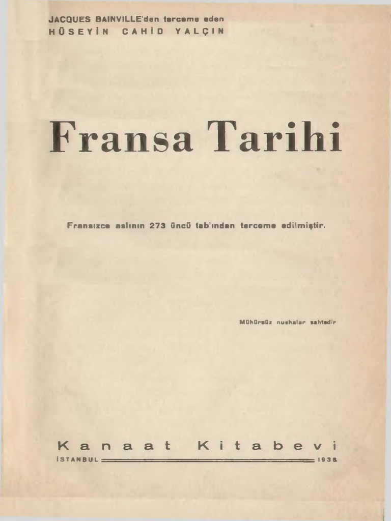 Jacques Bainville. Fransa Tarihi (1938) | PDF