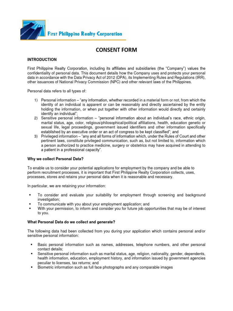 Consent Form Applicant | PDF | Privacy | Information Security