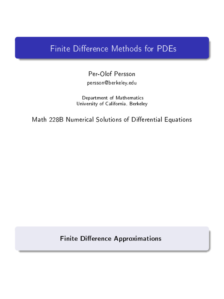 Finite Difference Methods For PDEs | PDF | Mathematical Analysis | Analysis