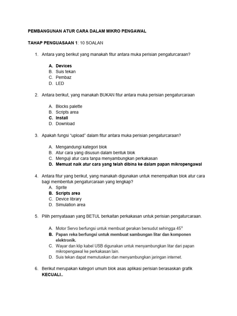 Soalan Peperiksaan Pembangunan Atur Cara Dalam Mikro Pengawal | PDF