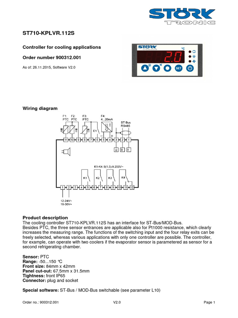 ST710-KPLVR.112S: Controller For Cooling Applications Order Number ...