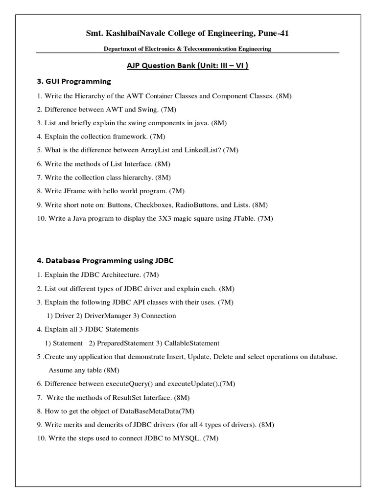 AJP QuestionBank | PDF | Network Architecture | Computer Networking