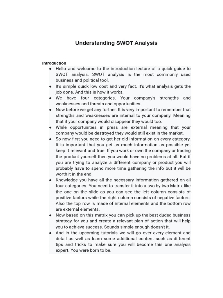 Understanding SWOT Analysis | PDF | Swot Analysis | Smartphone