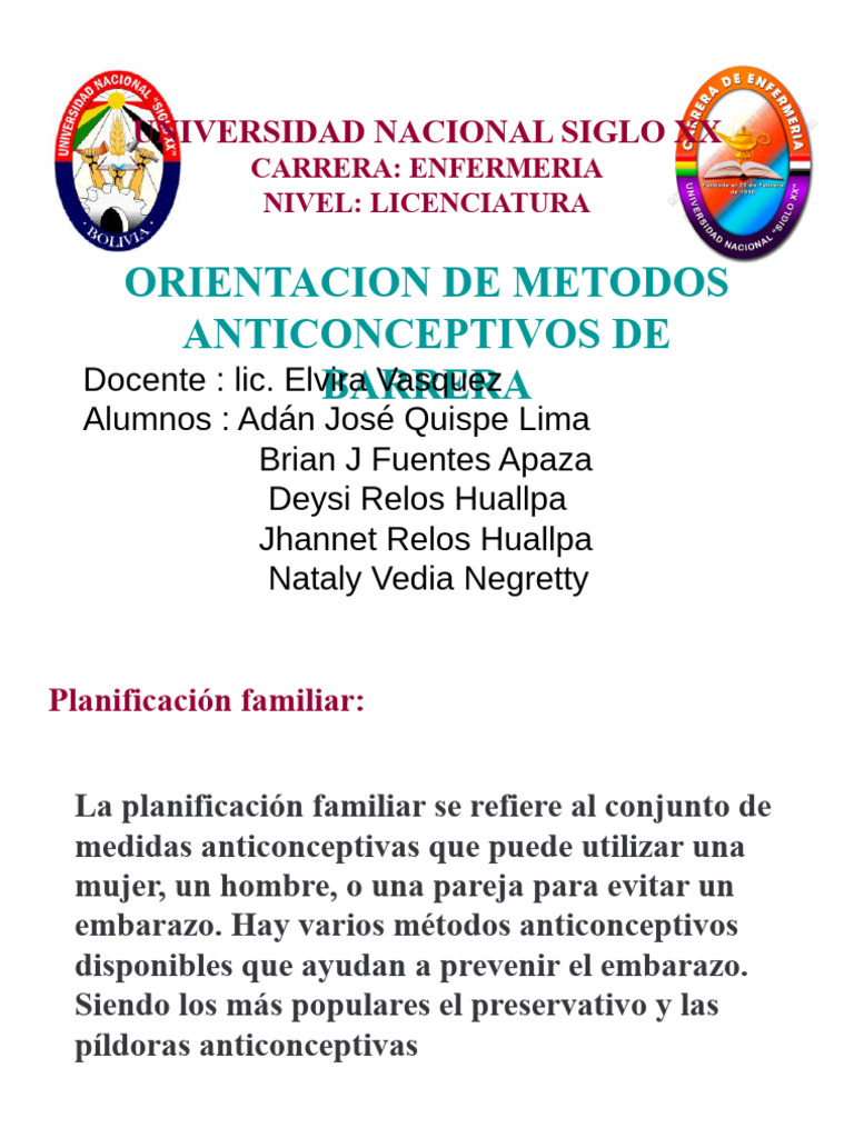 Metodos de Barrera | PDF | Condón | Control de la natalidad