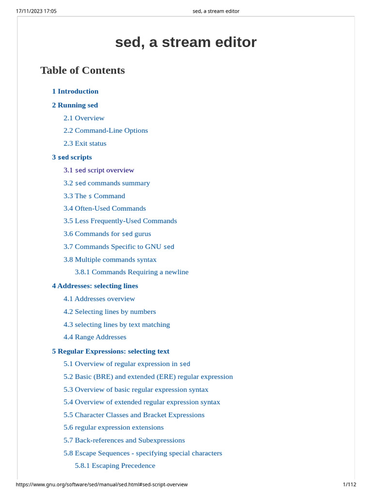 Sed, A Stream Editor | PDF | Regular Expression | Command Line Interface