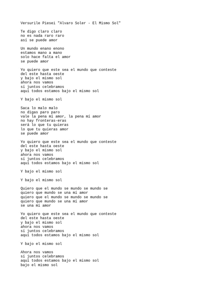 Alvaro Soler - El Mismo Sol | PDF