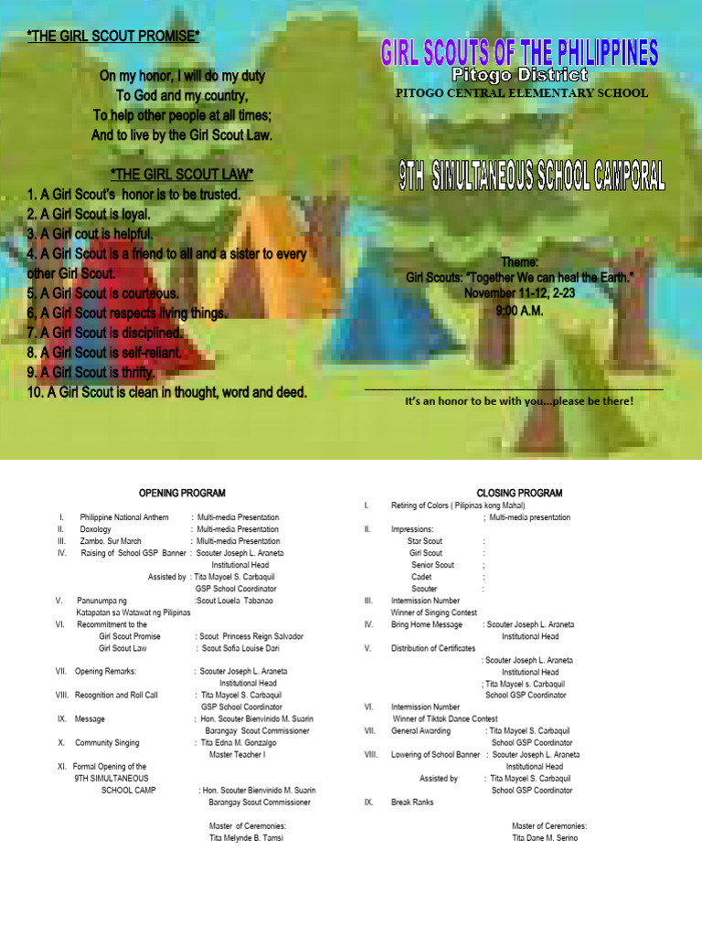 GSP Program of Activities 2023 | PDF | Scouting