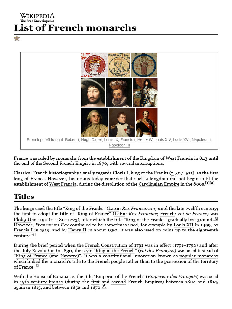 List of French Monarchs - France | PDF | Capetian Dynasty | House Of Valois