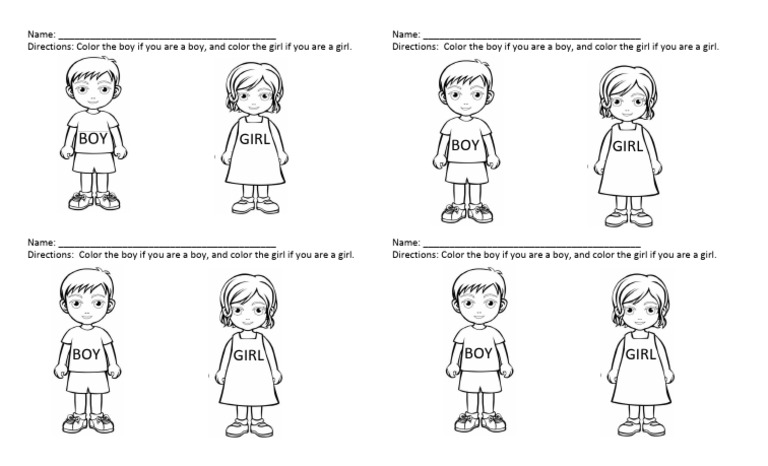 Boy and Girl Identification Worksheet | PDF | Self-Improvement