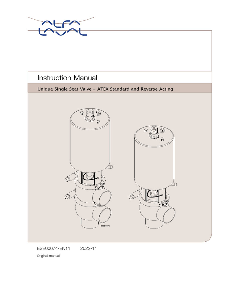 Intruction Manual Unique Single Seat Valve - Atex Standard - Ese00674 ...