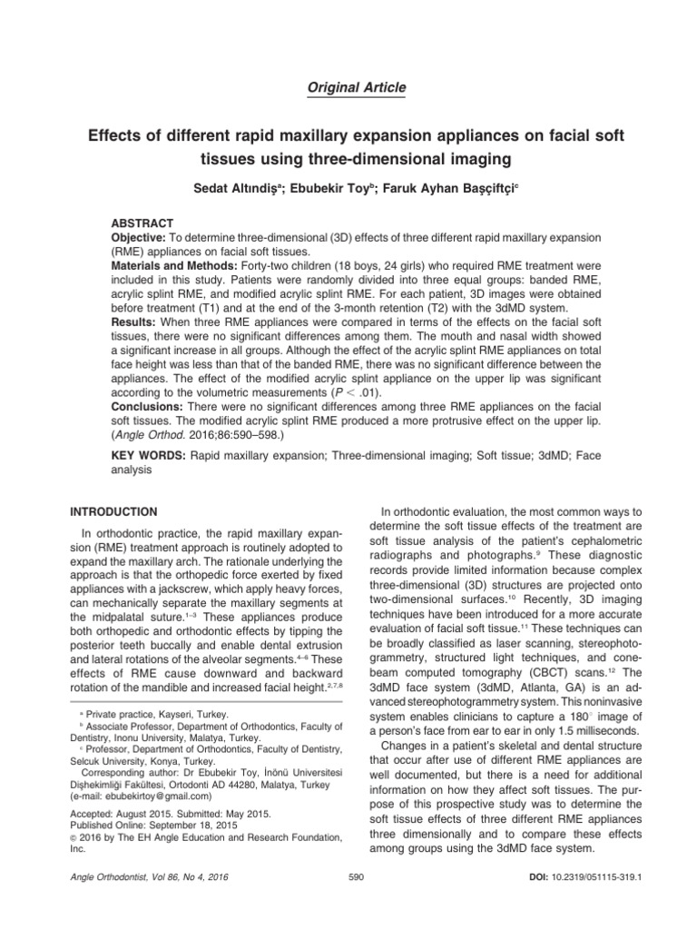 Effects of Different Rapid Maxillary Expansion Appliances On Facial ...